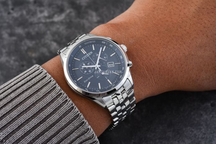 Citizen Eco-Drive AT2140-55L Chronograph Men Blue Dial Stainless Steel ...