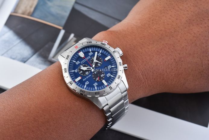 Citizen Eco Drive AT2520-89L Chronograph Men Blue Dial Stainless Steel ...