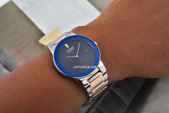 Citizen Eco Drive AU1064-85L Men Blue Dial Dual Tone Stainless Steel Strap | Jamtangan.com