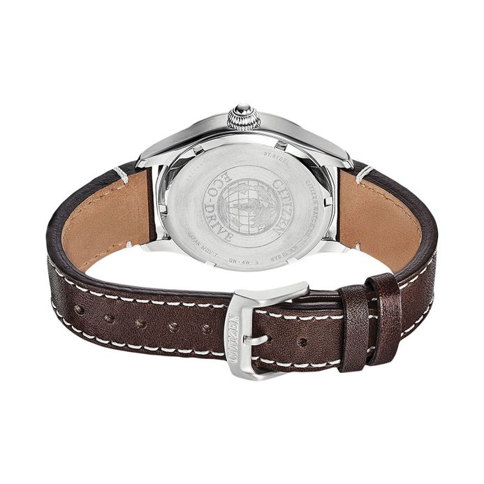 Citizen Eco-Drive BM6838-09X Garrison Men Green Dial Dark Brown Leather ...
