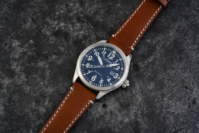Citizen Eco-Drive BM6838-33L Men Blue Dial Brown Leather Strap ...