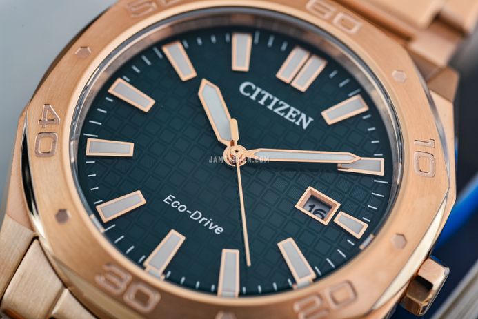 Citizen Eco Drive BM7633-81X Men Green Dial Rose Gold Stainless Steel ...