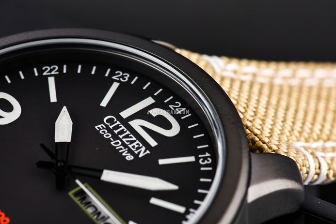 Citizen Eco-Drive BM8476-23E Black Dial Taupe Nylon Strap | JAMTANGAN.COM