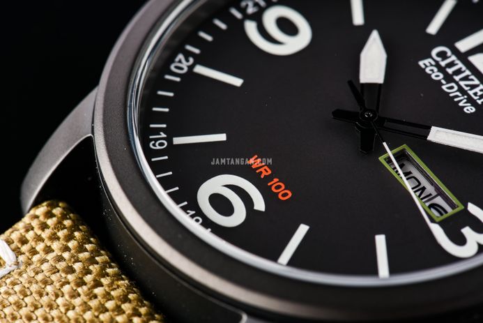 Citizen Eco-Drive BM8476-23E Black Dial Taupe Nylon Strap | JAMTANGAN.COM