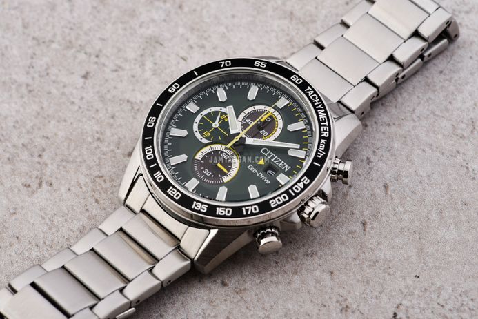 Citizen Chronograph CA0780-87X Eco-Drive Green Dial Stainless Steel ...