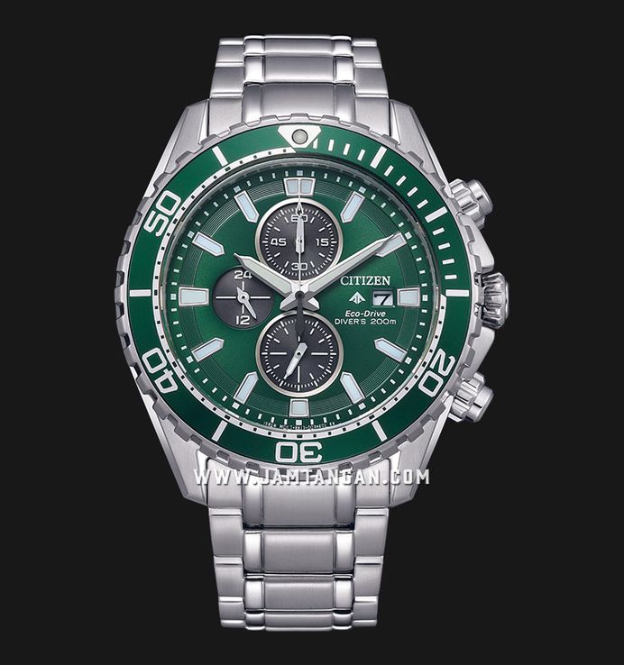 Citizen Promaster CA0820-50X Diver Men Chronograph Green Dial Stainless ...