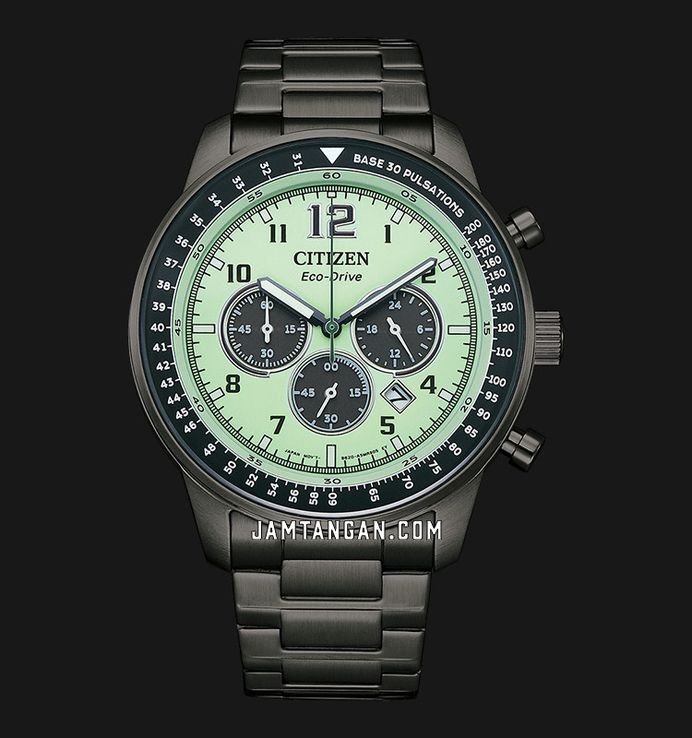 Citizen Eco Drive CA4507-84X Men Chronograph Luminous Dial Gunmetal Stainless Steel Strap ...