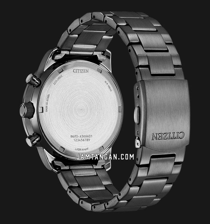 Citizen Eco Drive CA4507-84X Men Chronograph Luminous Dial Gunmetal Stainless Steel Strap ...