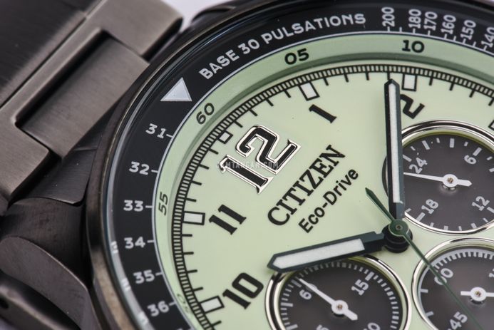 Citizen Eco Drive CA4507-84X Men Chronograph Luminous Dial Gunmetal Stainless Steel Strap ...