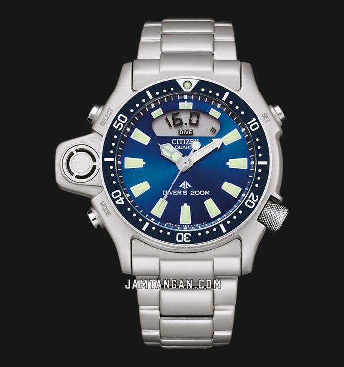 Citizen Promaster JP2000-67L Aqualand Blue Dial Stainless Steel Strap | Jamtangan.com