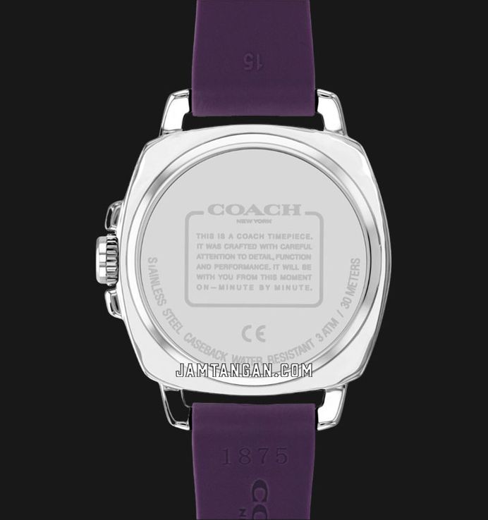 Coach Boyfriend 14503144 Ladies Silver Dial Purple Rubber Strap ...