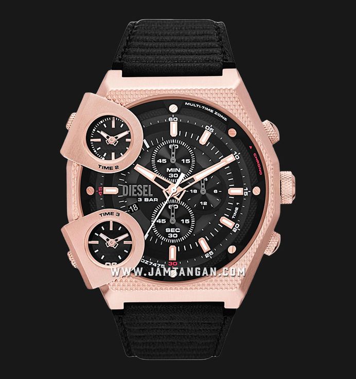 Diesel Sideshow DZ7475 Black Dial Black Leather Strap | Jamtangan.com