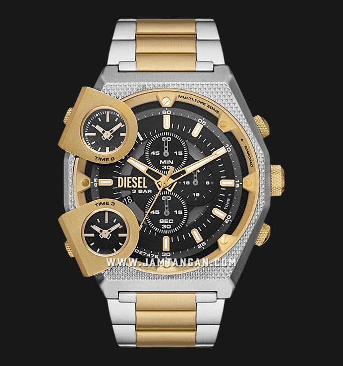 Diesel Sideshow DZ7476 Black Dial Dual Tone Stainless Steel Strap ...