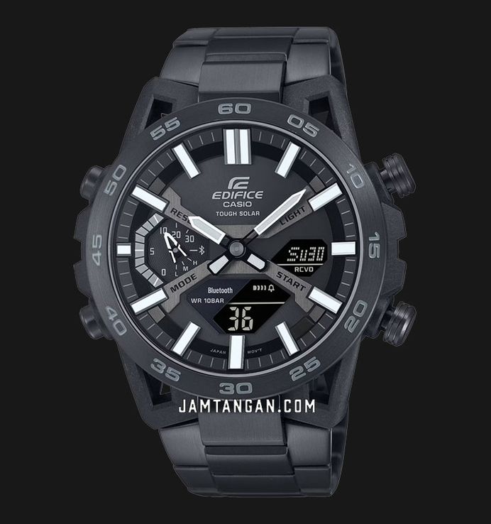 Casio Edifice ECB-2000DC-1BDF Men Sospensione Digital Analog Dial Gunmetal Stainless Steel Band ...