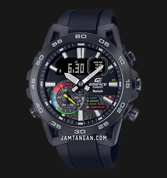 Casio Edifice ECB-40MP-1ADF Sospensione Racing Multicolor Digital Analog Dial Black Resin Band ...