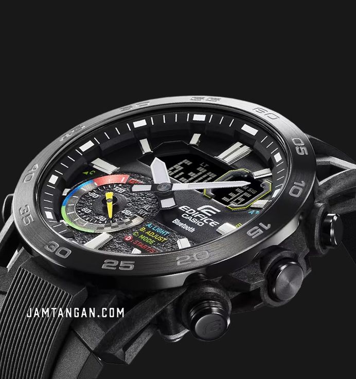 Casio Edifice ECB-40MP-1ADF Sospensione Racing Multicolor Digital Analog Dial Black Resin Band ...