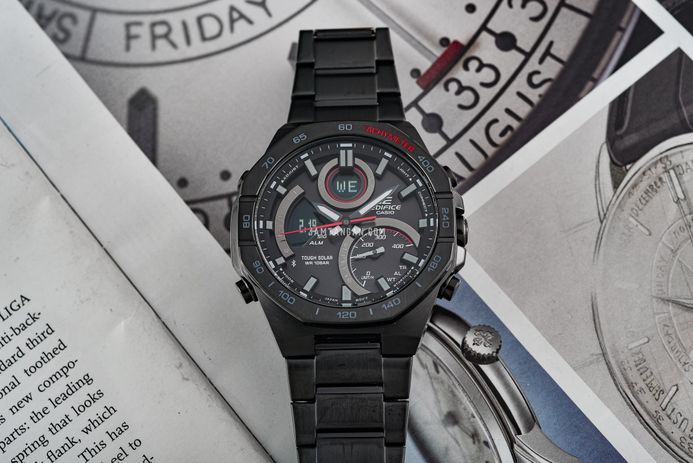 Casio Edifice ECB-950DC-1ADF Tough Solar Men Digital Analog Dial Black Stainless Steel Band ...