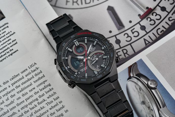 Casio Edifice ECB-950DC-1ADF Tough Solar Men Digital Analog Dial Black Stainless Steel Band ...