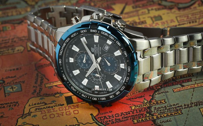 Casio Edifice Chronograph EF-539D-1A2 EF-539D-1A2VUDF Water Resistant 100M Black Dial Stainless ...