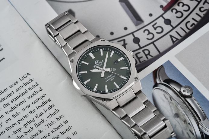 Casio Edifice EFR-S108D-3A EFR-S108D-3AVUDF Slim Green Dial Stainless ...