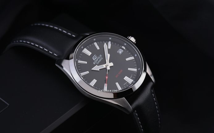 Casio Edifice EFV-100L-1A EFV-100L-1AVUDF Men Black Dial Black Leather ...