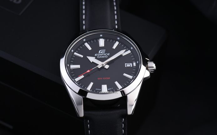 Casio Edifice EFV-100L-1A EFV-100L-1AVUDF Men Black Dial Black Leather ...