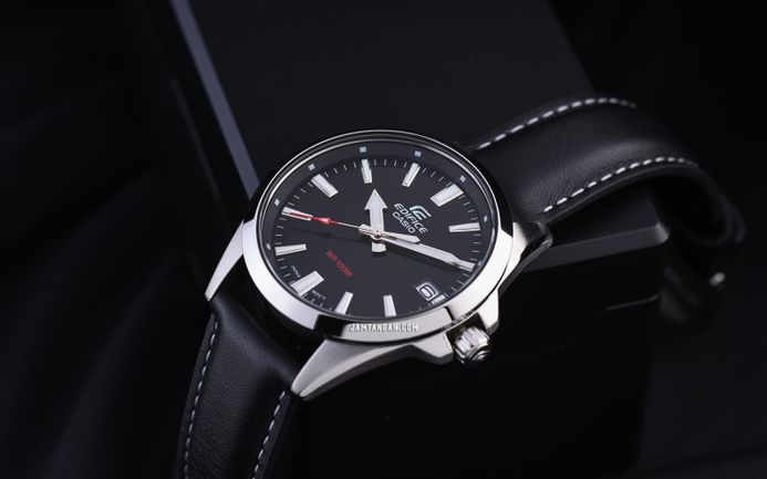 Casio Edifice EFV-100L-1A EFV-100L-1AVUDF Men Black Dial Black Leather ...