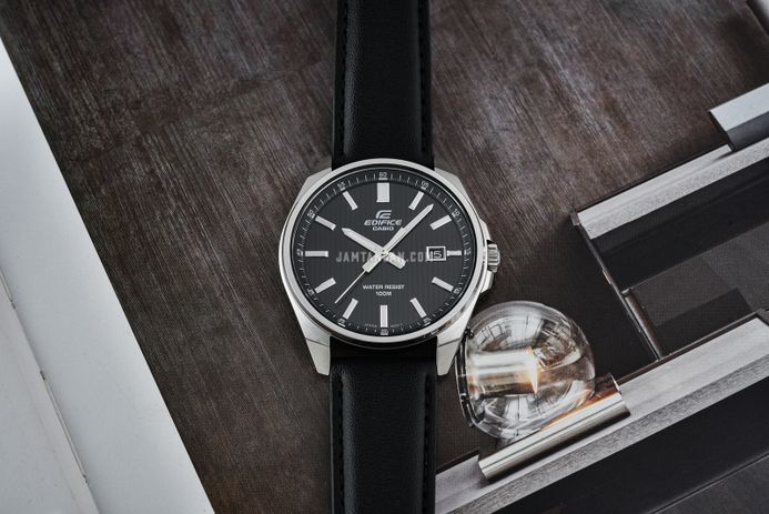 Casio Edifice EFV-150L-1A EFV-150L-1AVUDF Black Dial Black Leather Band ...