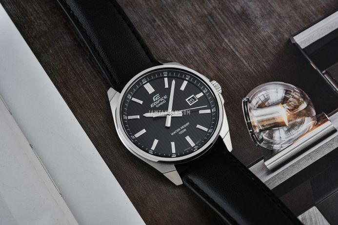 Casio Edifice EFV-150L-1A EFV-150L-1AVUDF Black Dial Black Leather Band ...