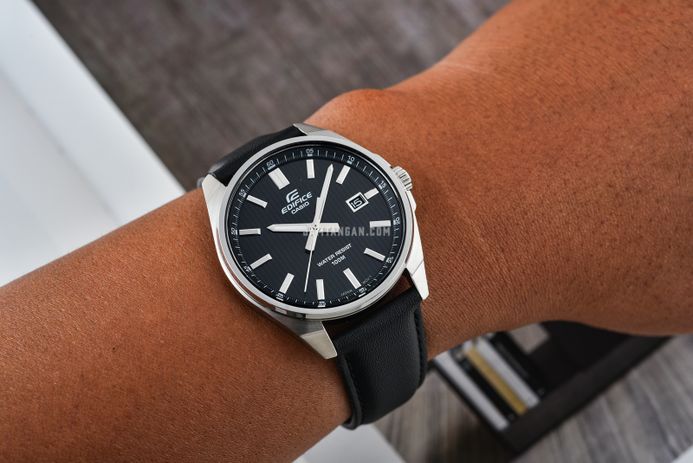 Casio Edifice EFV-150L-1A EFV-150L-1AVUDF Black Dial Black Leather Band ...