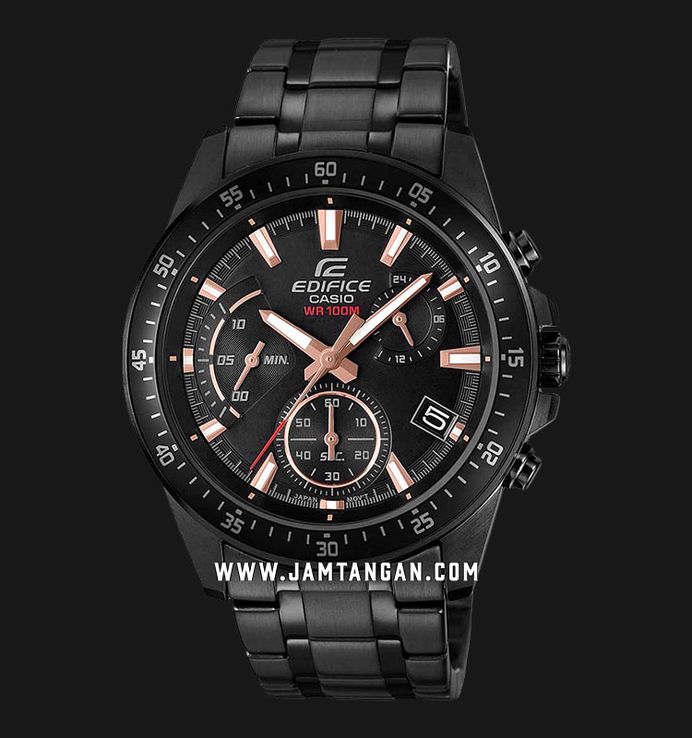 Casio Edifice Standard EFV-540DC-1B EFV-540DC-1BVUDF Chronograph Black Dial Black Stainless ...