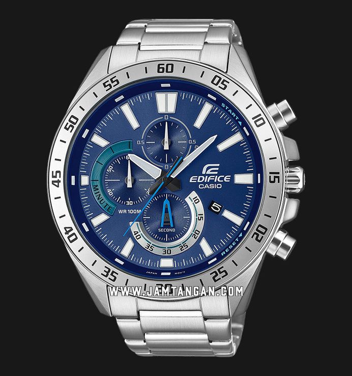 Casio Edifice EFV-620D-2A EFV-620D-2AVUDF Chronograph Blue Dial Stainless Steel Band | Jamtangan.com