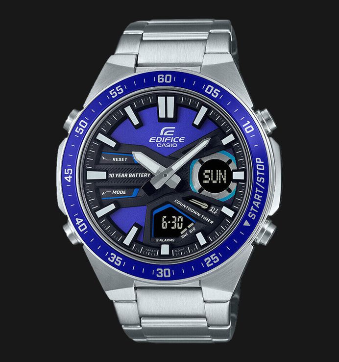 Casio Edifice EFV-C110D-2AVDF Blue Digital-Analog Dial Stainless Steel ...