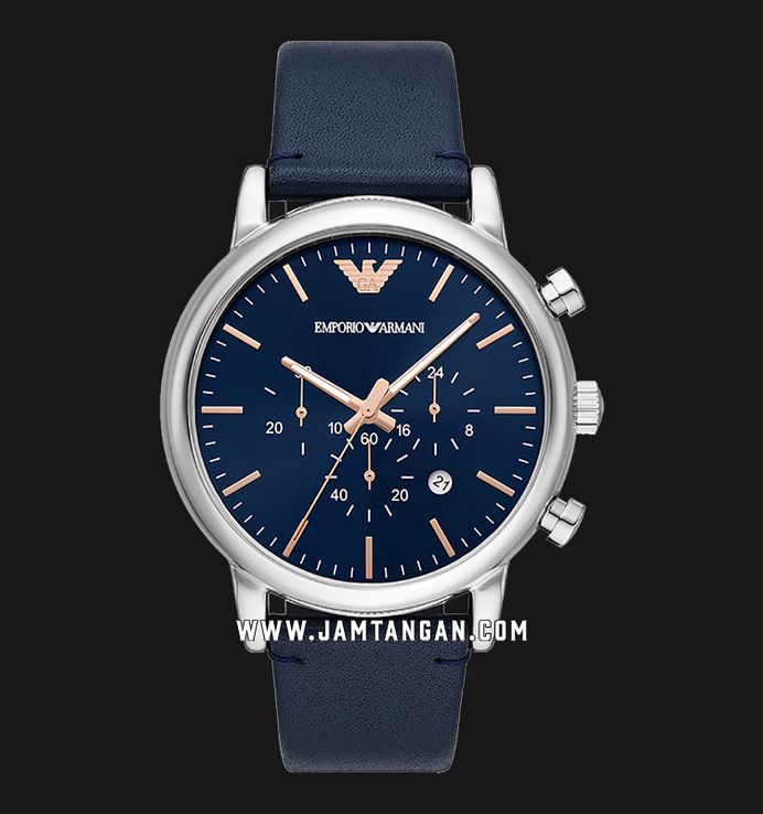 Emporio Armani Chronograph AR11451 Men Blue Dial Blue Leather Strap ...