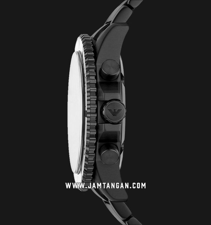 Emporio Armani Chronograph AR80050 Men Black Dial Black Stainless Steel ...