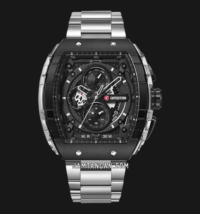 Expedition Chronograph E 6782 MC BTBBASL Men Black Dial Stainless Steel ...