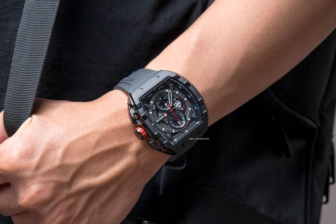 Expedition E 6782 MC REPBA Chronograph Black Dial Black Rubber Strap ...