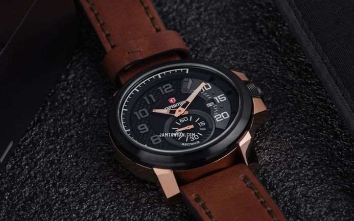 Expedition Sport E 6825 MS LBRBA Men Black Dial Brown Leather Strap ...