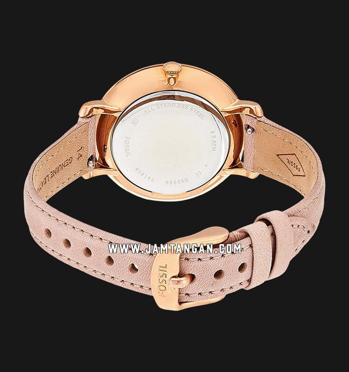 Fossil Jacqueline ES3988 White Dial Rosegold Blush Leather Strap ...