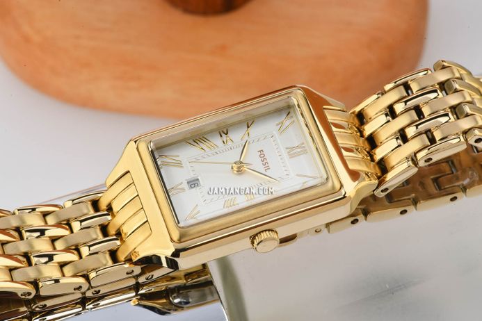 Fossil Raquel ES5220 Ladies White Dial Gold Stainless Steel Strap ...