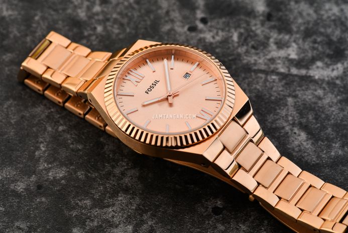 Fossil Scarlette ES5258 Ladies Rose Gold Dial Rose Gold Stainless Steel ...