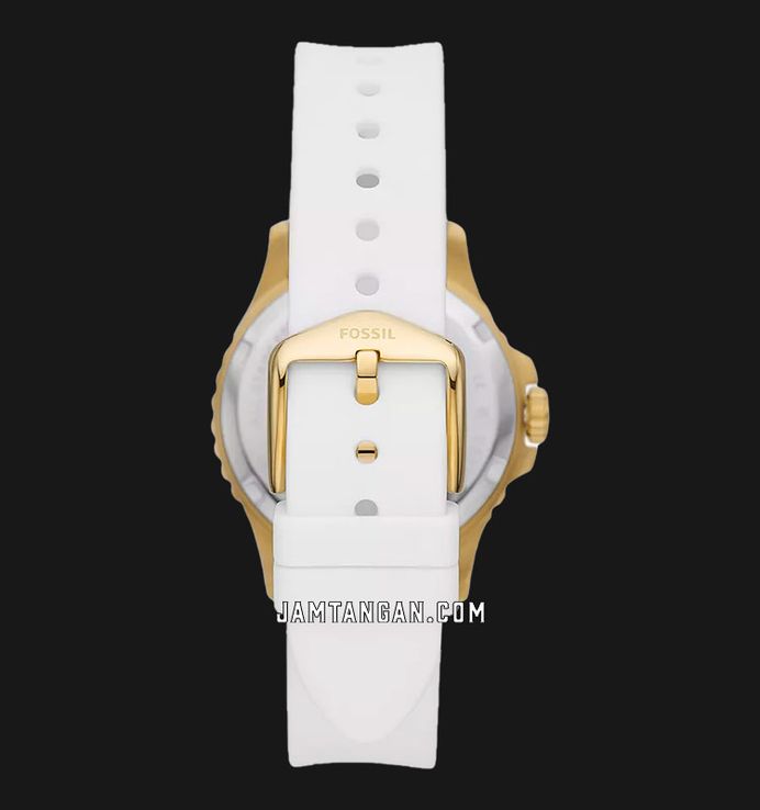 Fossil FB-01 ES5286 Ladies Silver Dial White Silicone Strap | JAMTANGAN.COM