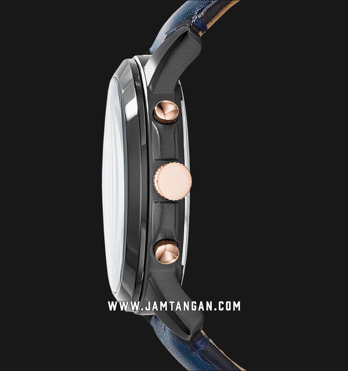 Fossil Grant FS5061 Chronograph Dual Tone Dial Navy Leather Strap ...