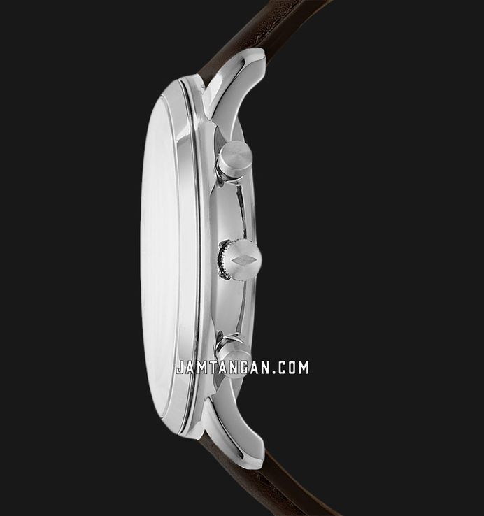 Fossil Neutra FS5380 Chronograph Men Beige Dial Brown Leather Strap ...