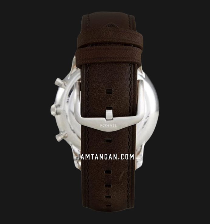 Fossil Neutra FS5380 Chronograph Men Beige Dial Brown Leather Strap ...