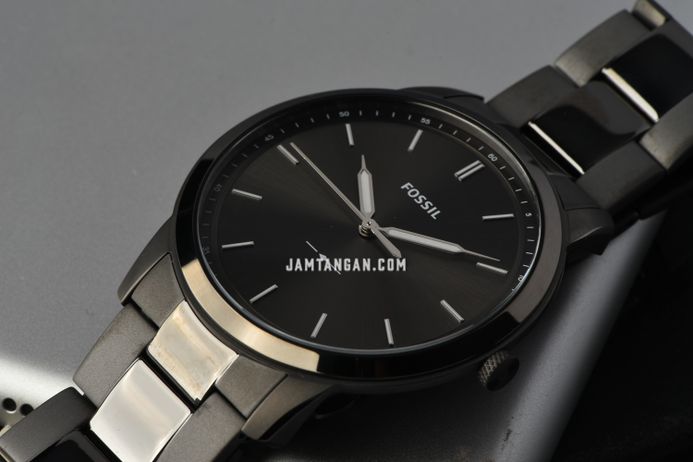 Fossil Minimalist FS5459 Grey Dial Grey Stainless Steel Strap ...