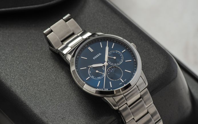 Fossil Neutra FS5907 Men Multifunction Moonphase Blue Dial Stainless ...