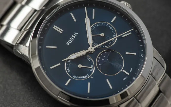 Fossil Neutra FS5907 Men Multifunction Moonphase Blue Dial Stainless ...
