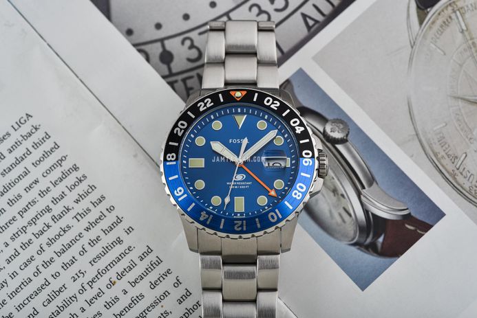 Fossil Blue GMT FS5991 Batman Blue Dial Stainless Steel Strap ...