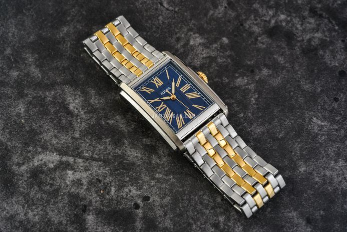 Fossil Carraway FS6010 Men Blue Dial Dual Tone Stainless Steel Strap ...